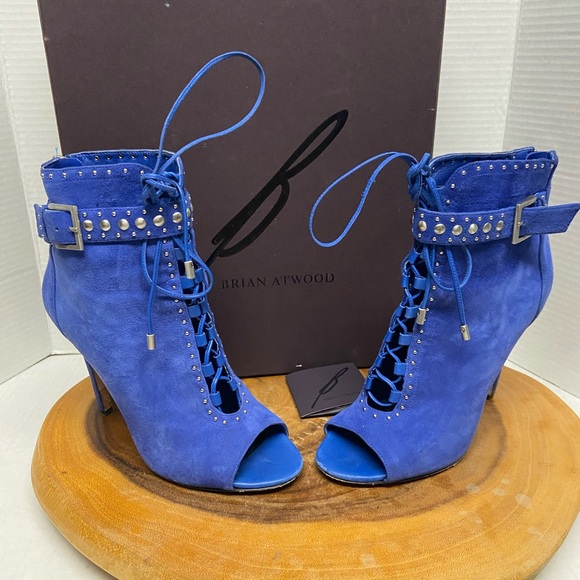 Brian Atwood | Shoes | Brian Atwood Blue Sues Flamotte Studded Lace Up ...